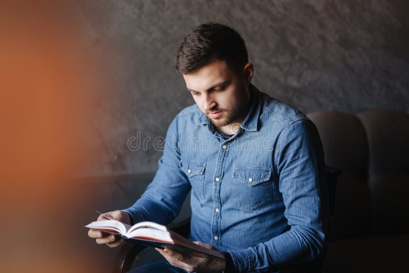 Student Read Book in Cafe. Study and Education Stock Image - Image of ...