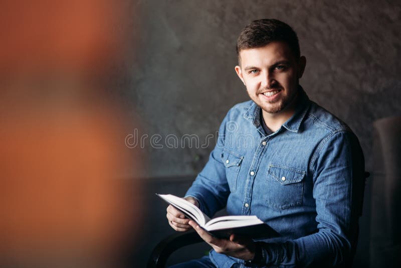 Student Read Book in Cafe. Study and Education Stock Image - Image of ...