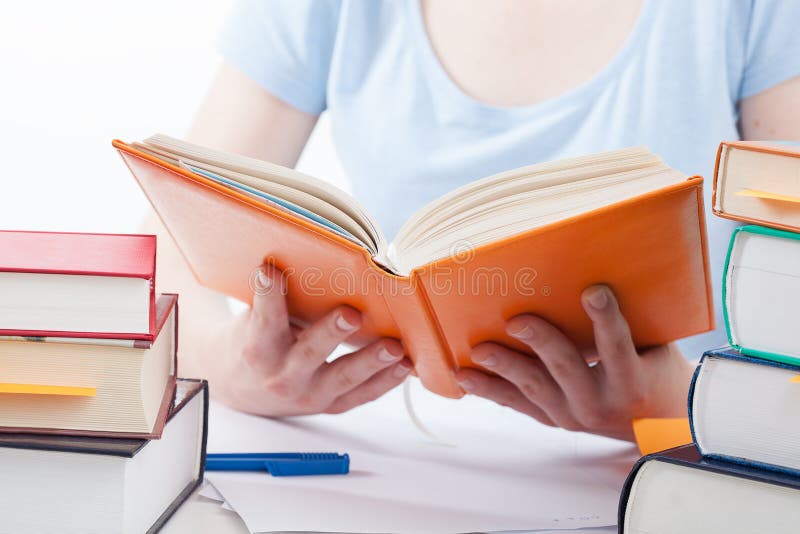 Student reading a book stock photo. Image of pupil, literature - 34120534