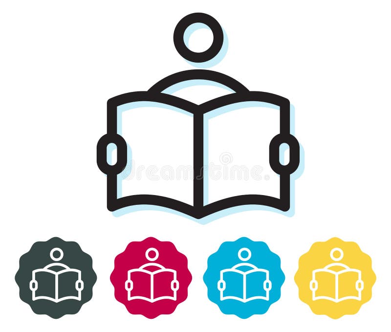 Student Reading Book Icon stock illustration. Illustration of library ...
