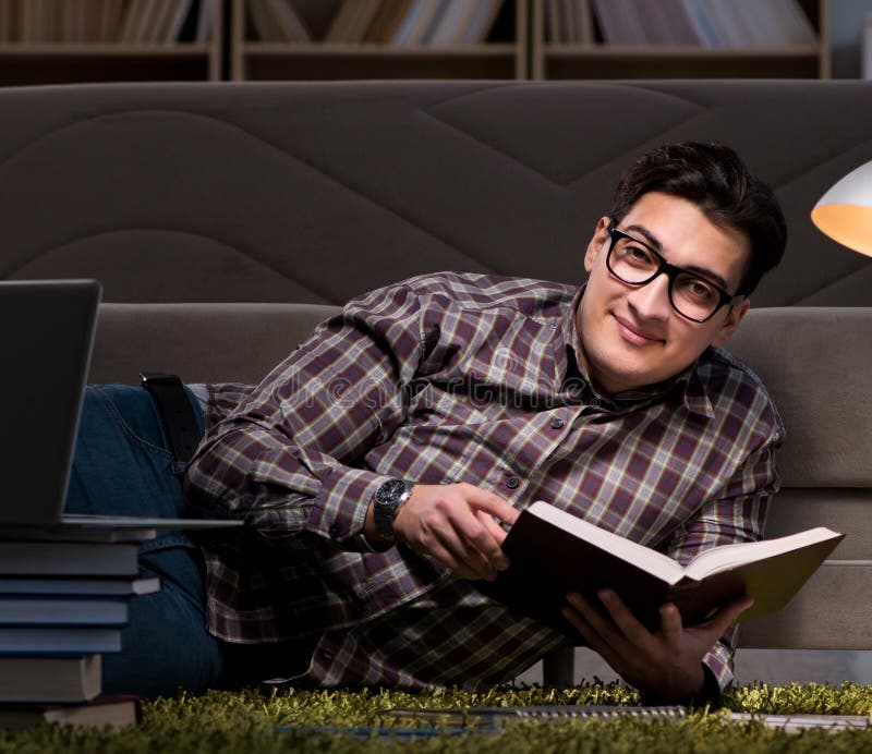 Student Reading Books Preparing for Exams Stock Photo - Image of stress ...