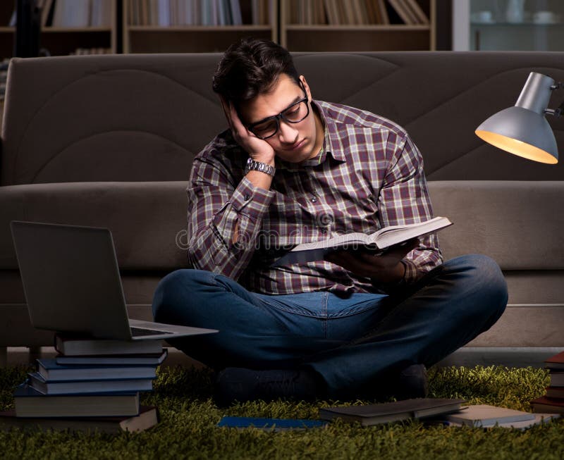 Student Reading Books Preparing for Exams Stock Photo - Image of stack ...