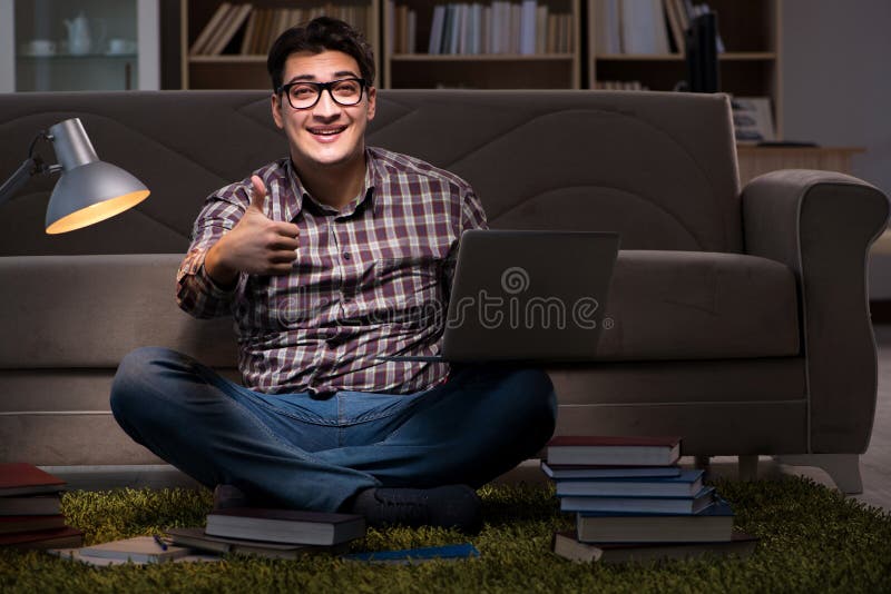 The Student Reading Books Preparing for Exams Stock Image - Image of ...