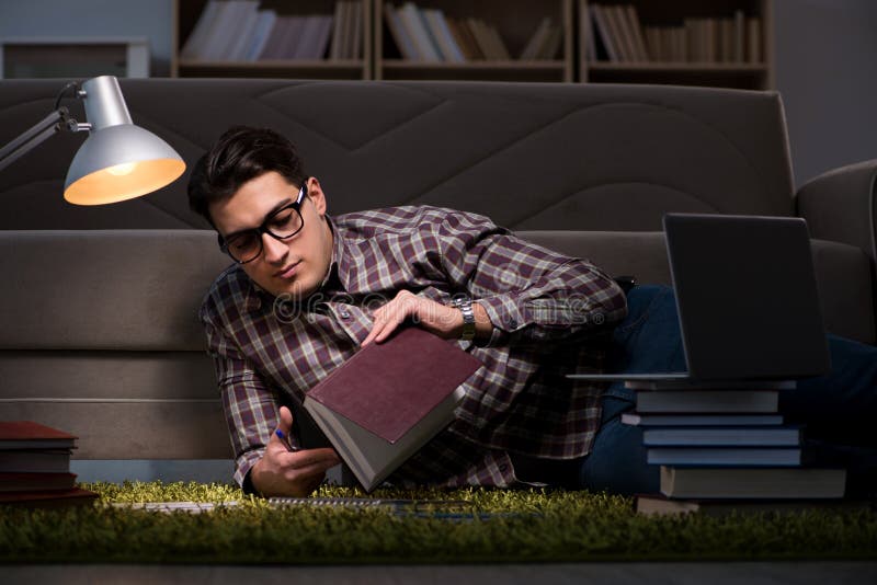 The Student Reading Books Preparing for Exams Stock Image - Image of ...