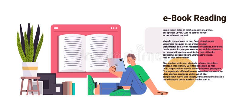 Student Reading E-book on Tablet Pc Online Education Distance Learning ...