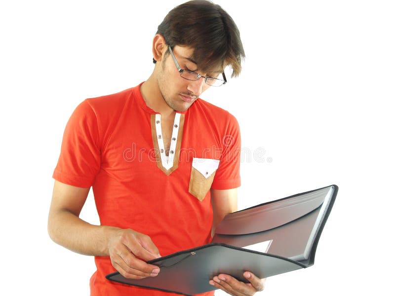 Student reading notes stock photo. Image of folder, college - 5269372