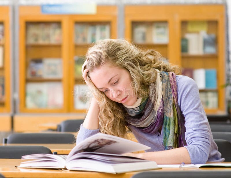 Student reads the book stock photo. Image of human, homework - 40167458
