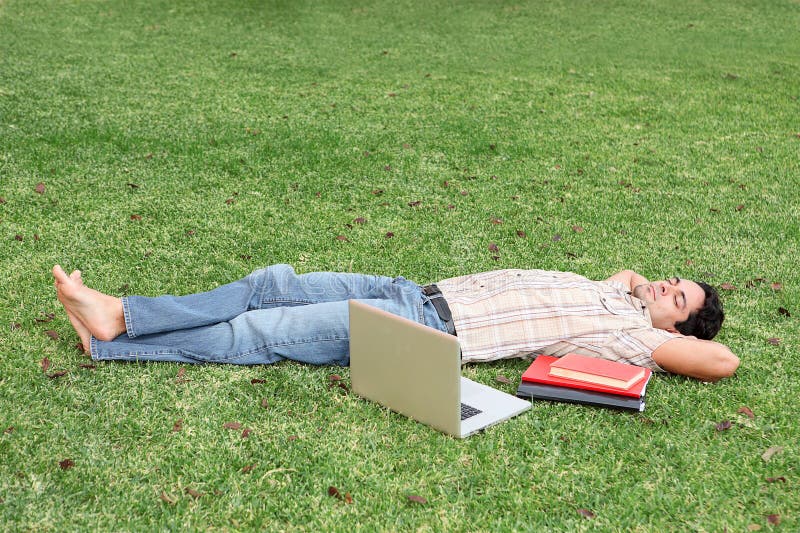Student relaxing on campus stock image. Image of teenager - 12387761