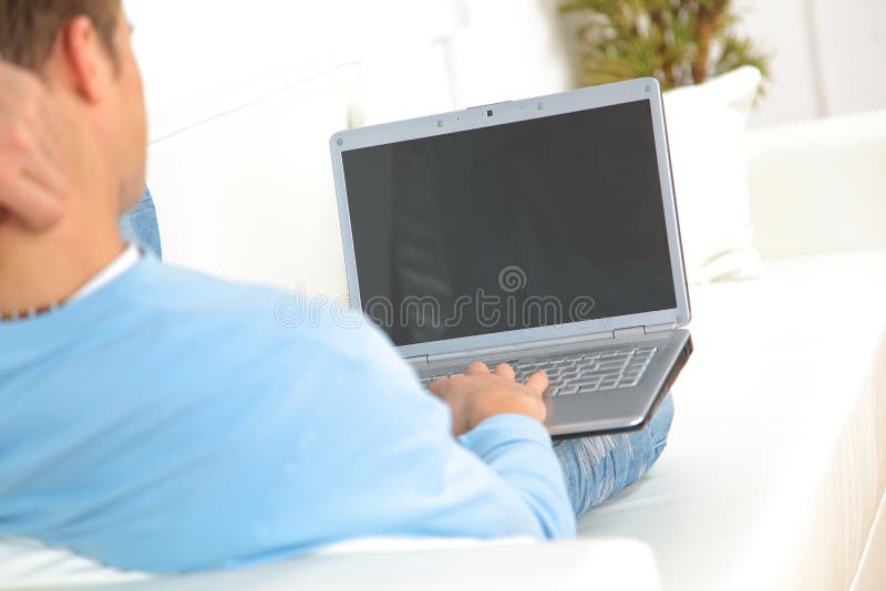 Student Relaxing with His Laptop Stock Photo - Image of businessman ...