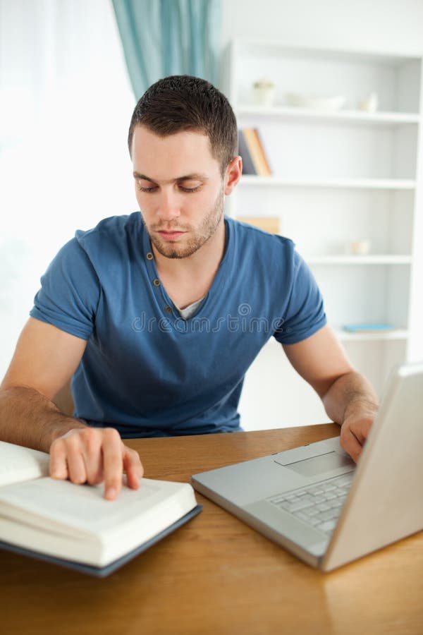 Student Researching With Books In A Library Stock Image - Image of ...