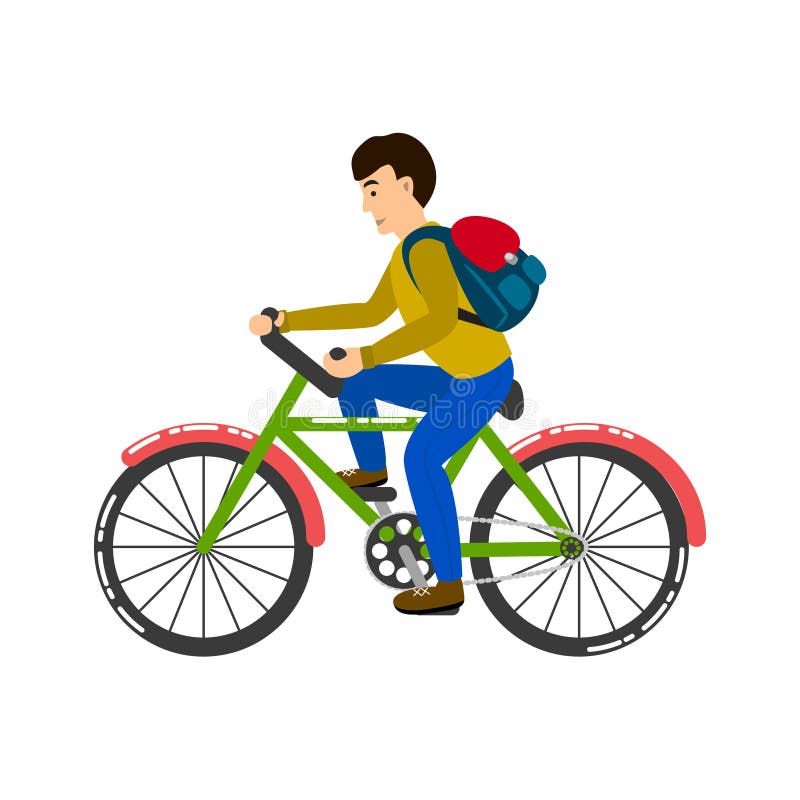 Student Riding a Bicycle Vector Illustration. Stock Vector ...
