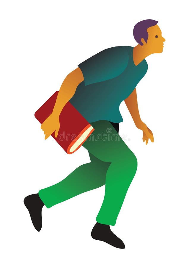 Student Running with a Book. Vector Illustration Decorative Design ...