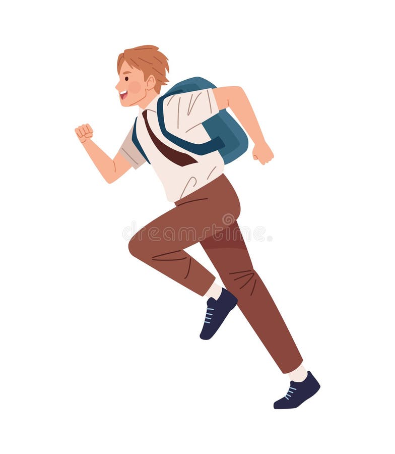 Student Running Late stock vector. Illustration of athletic - 365917153