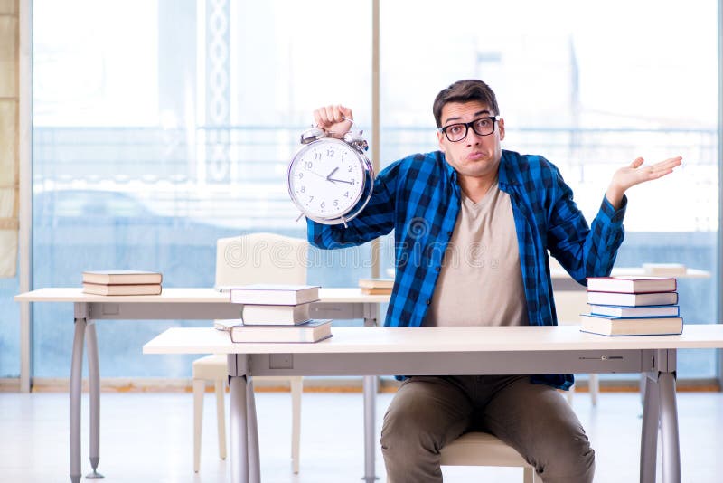 The Student Running Out of Time To Prepare for Exam in College Stock ...