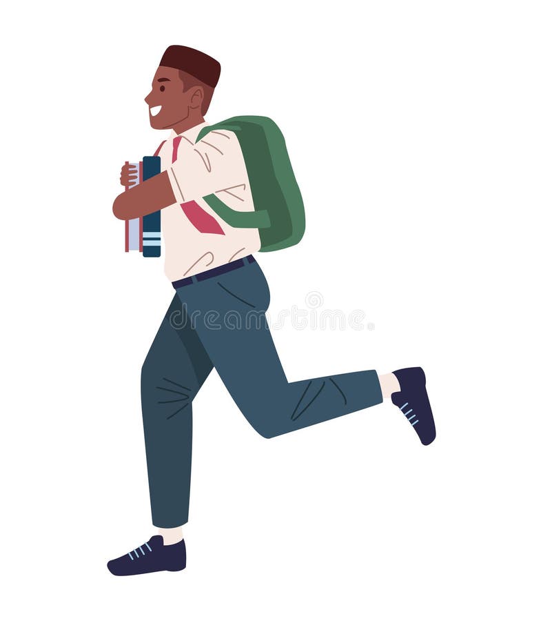 Student Running with Backpack Stock Illustration - Illustration of ...