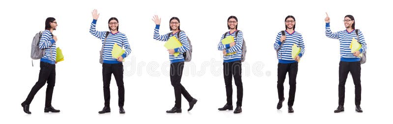 The Student Rushing To the Lesson Isolated on White Stock Image - Image ...