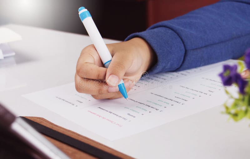 Student`s Hand Taking English Test in Class Stock Photo - Image of ...