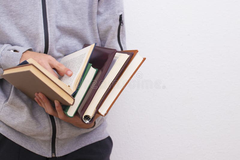 Student`s hands with book stock image. Image of open - 128688567