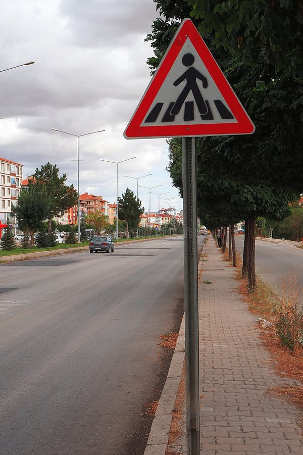 Student School Crossing Sign on the Vehicle Road Stock Image - Image of ...