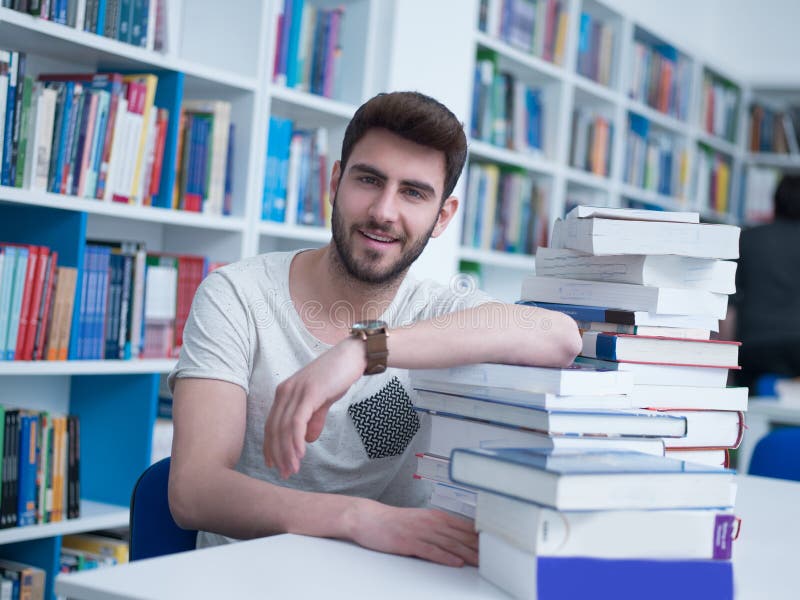 Student in school library stock image. Image of portrait - 66764615