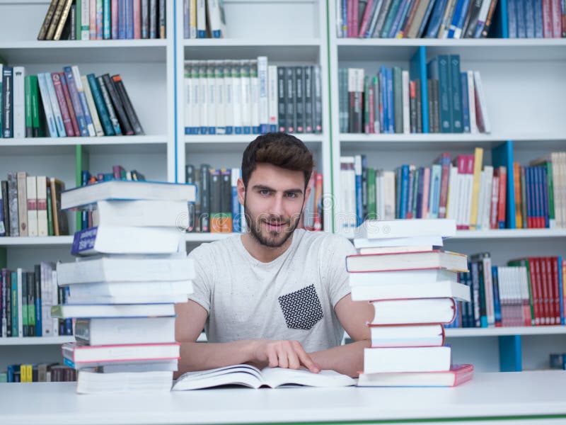 Student in school library stock image. Image of knowledge - 66764753