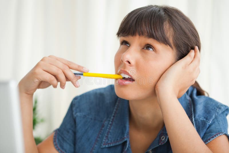 Student Scratching Her Head for this Homework Stock Image - Image of ...