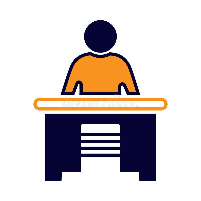 Student, Seat, Desk, Table, Man, Student Sitting at Desk Icon Stock ...