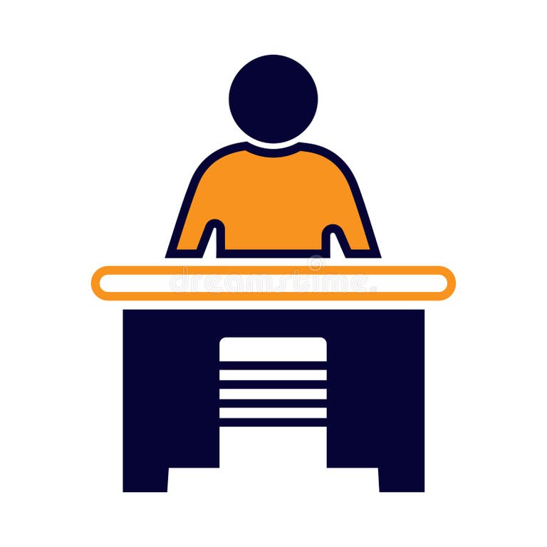 Student, Seat, Desk, Table, Man, Student Sitting at Desk Icon Stock ...