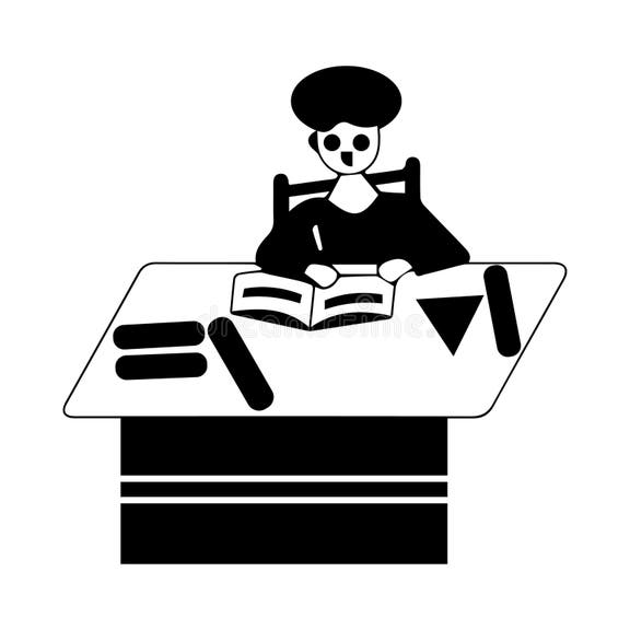 Student, Seat, Desk, Table, Man, Student Sitting at Desk Icon Stock ...