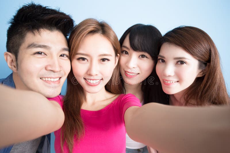 Student selfie happily stock photo. Image of group, selfie - 105151602