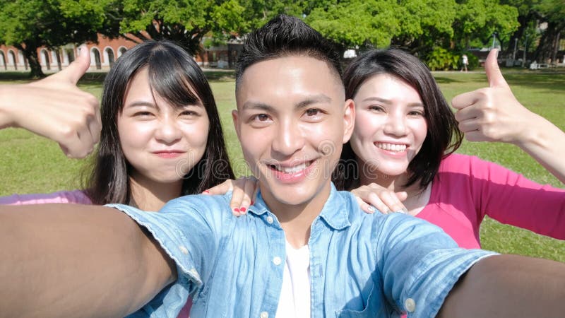 Student selfie happily stock image. Image of network - 105151769
