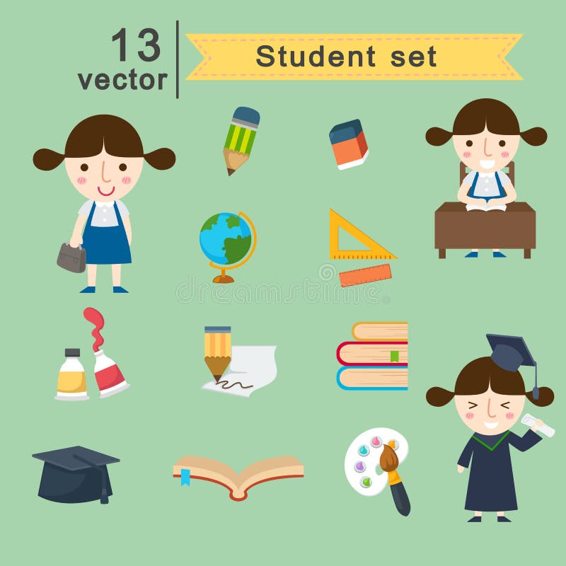 Student set stock vector. Illustration of leaves, notebook - 64324848