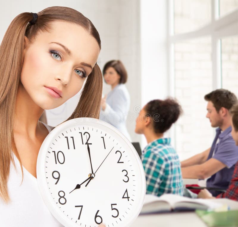 Student showing clock stock image. Image of hour, minute - 37777157