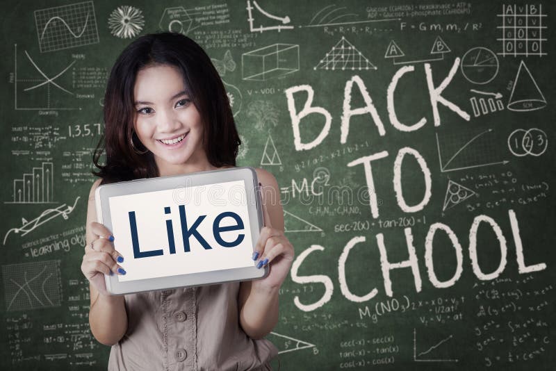 Student Shows LIKE Icon in Class Stock Photo - Image of back, asian ...