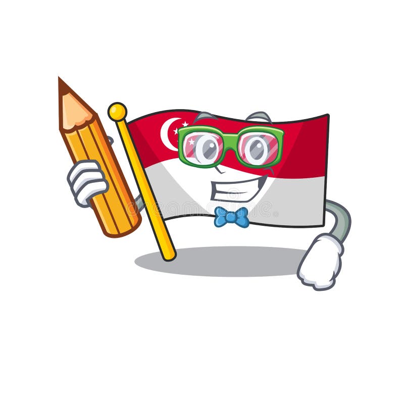 Student Singapore Flag Above a Cartoon Pole Stock Vector - Illustration ...