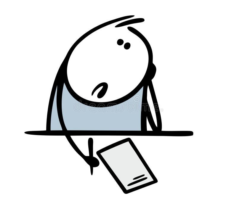 Student Sits at a Table in Class and Solves Problems. Vector ...