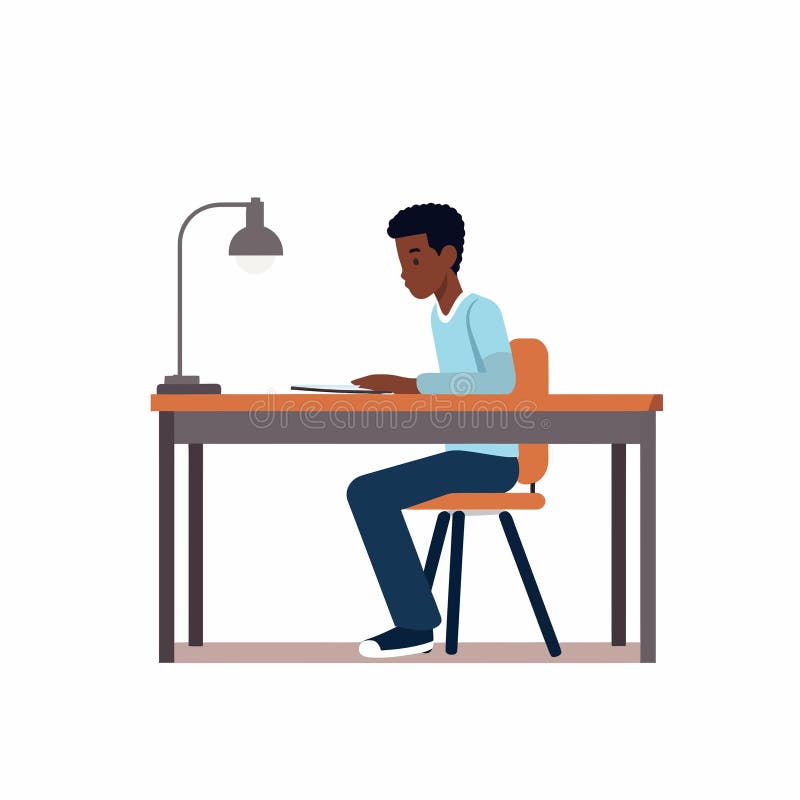 Student Sitting Behind School Desk Vector Flat Isolated Illustration ...