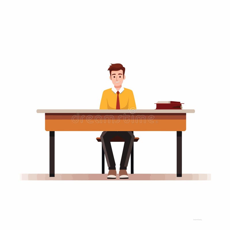 Student Sitting Behind School Desk Vector Flat Isolated Illustration ...