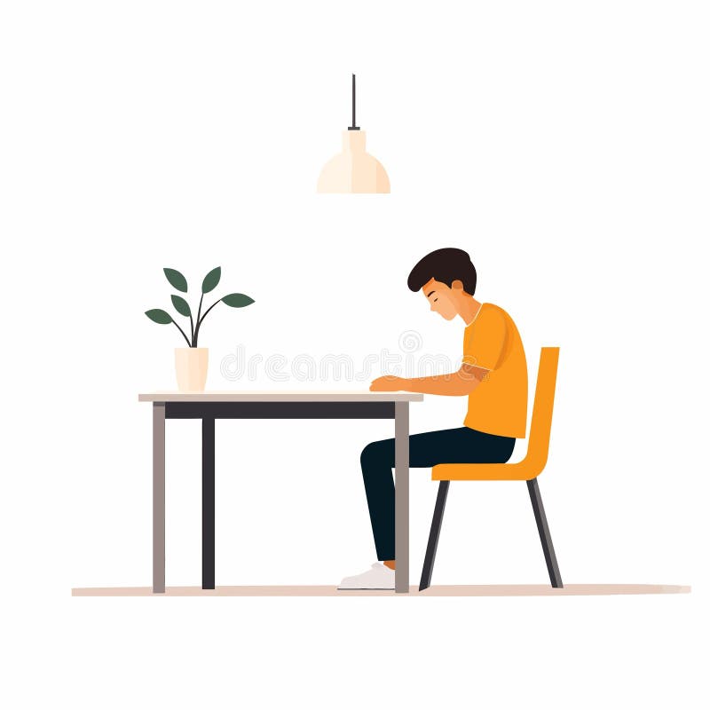 Student Sitting Behind School Desk Vector Flat Isolated Illustration ...