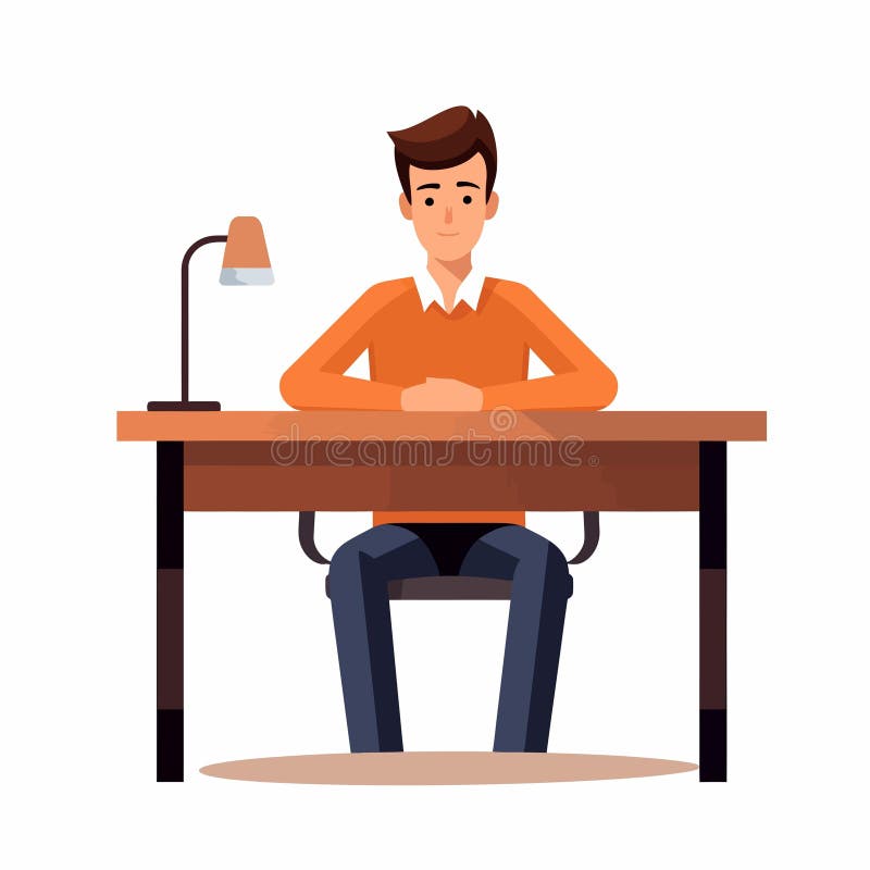Student Sitting Behind School Desk Vector Flat Isolated Illustration ...