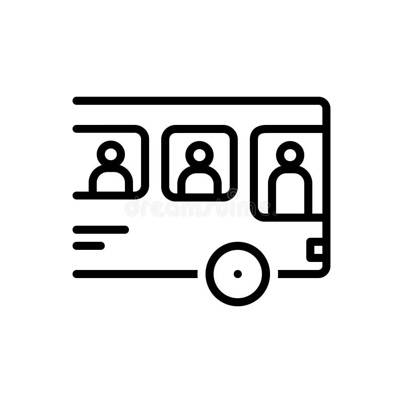 Black Line Icon for Student Sitting in the Bus, Bus and Safety Stock ...