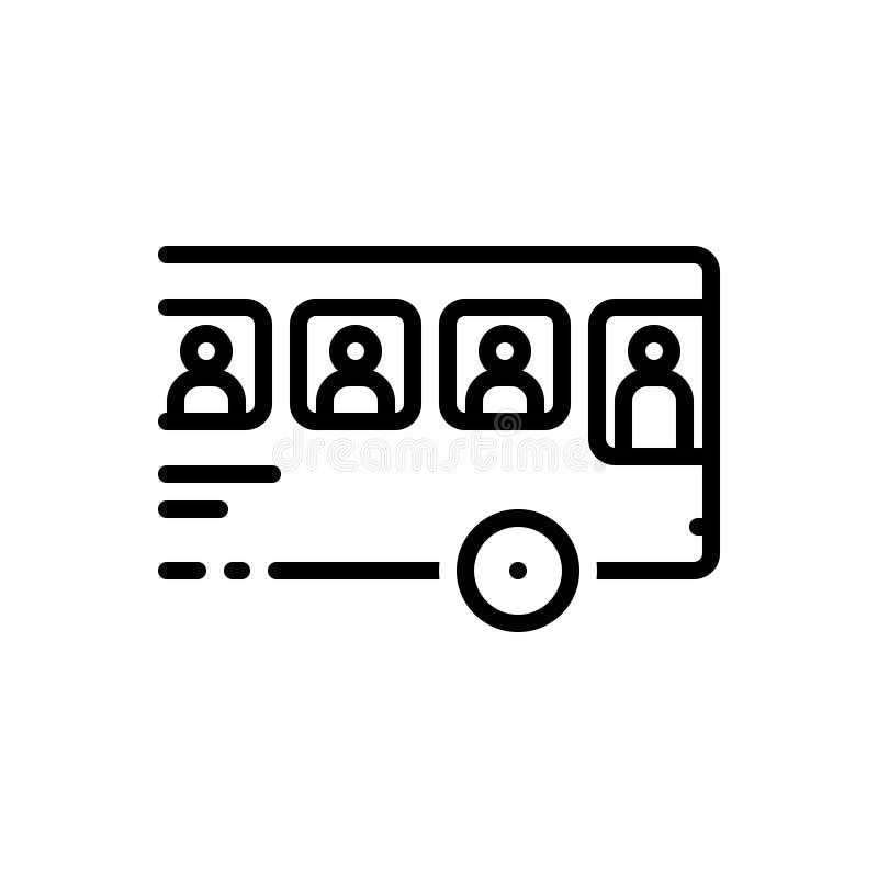 Black Line Icon for Student Sitting in the Bus, School and Children ...