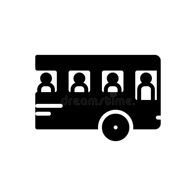 Black Solid Icon for Student Sitting in the Bus, Safety and Children ...