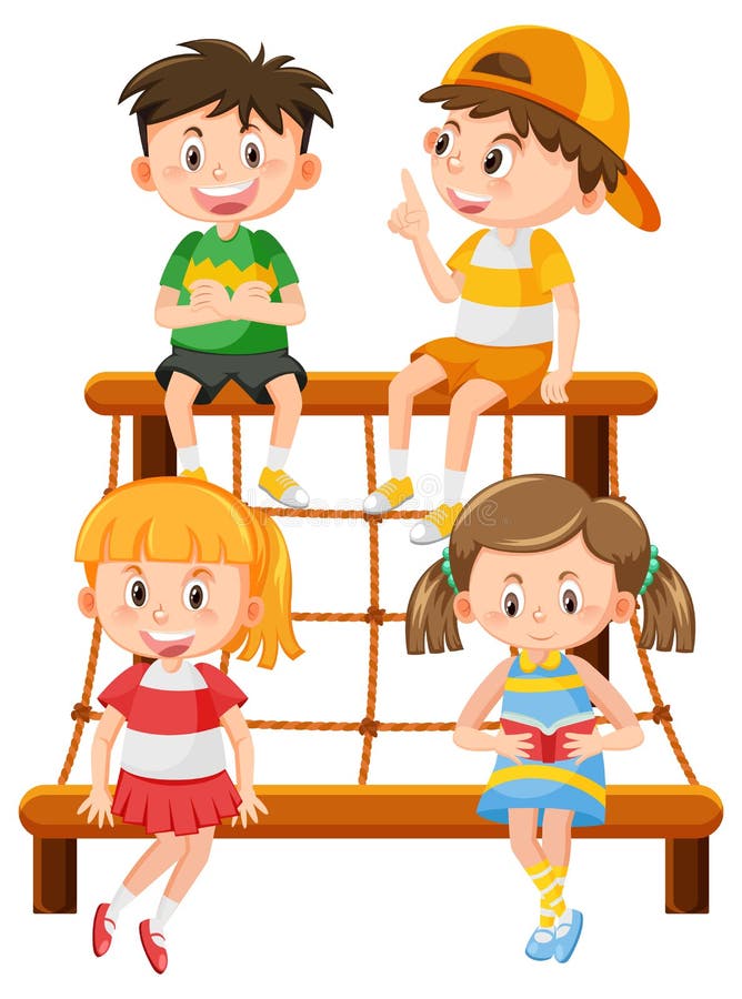 Children Climbing Rope Wall Stock Illustrations – 166 Children Climbing ...