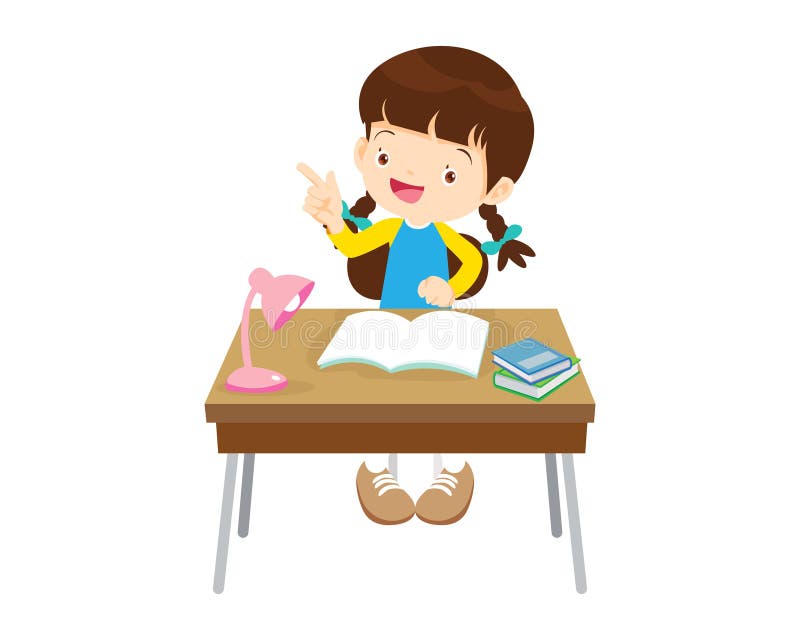 Student Sitting on Desk Working for Homework Stock Vector ...
