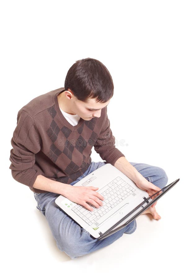 Student Sitting with a Laptop Stock Image - Image of computer, portrait ...