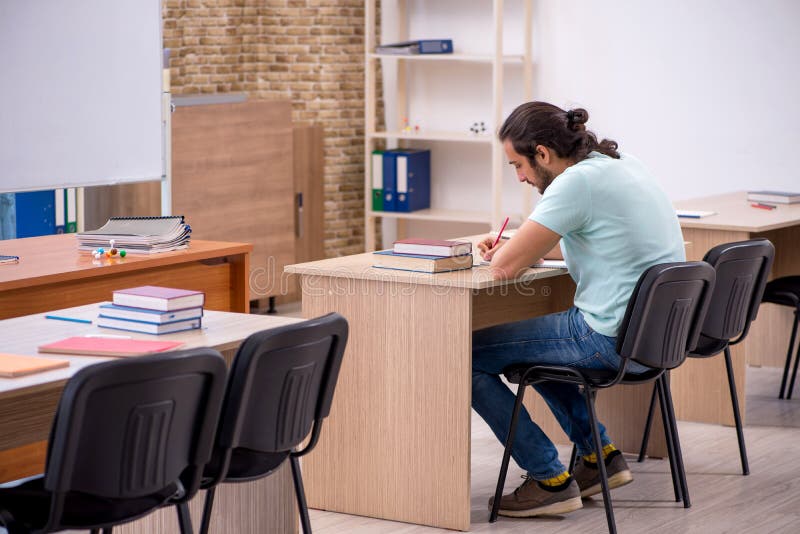 Student Sitting at the Lesson in College Stock Image - Image of college ...