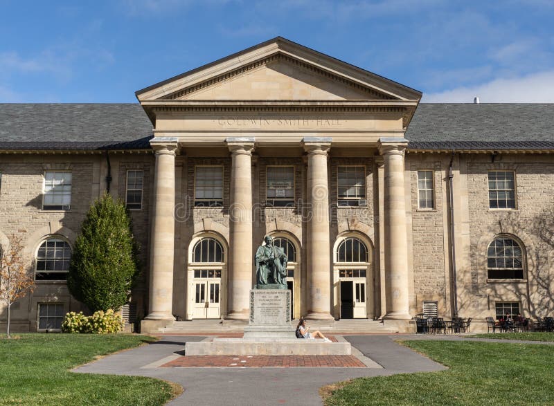 Student Sitting Outside Goldwin Smith Hall on Cornell University Campus ...