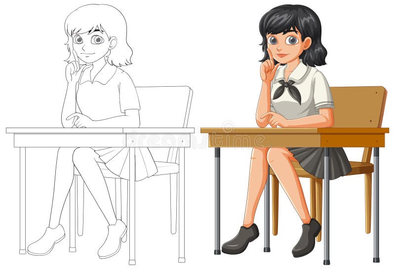 A student sitting stock vector. Illustration of school - 331923226