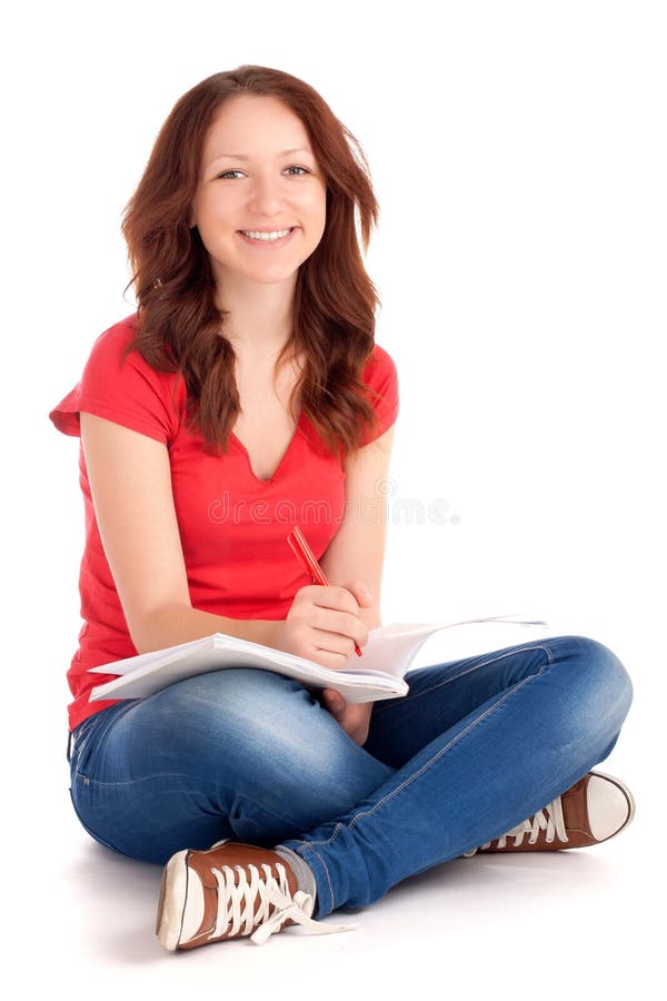 Student Sitting and Studying Stock Image - Image of female, face: 30372625